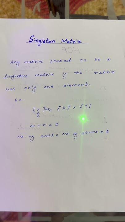 What is Singleton matrix |Types of matrices| Maths Grade 9| @Mathsworld6 - YouTube