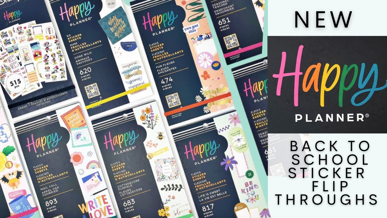 NEW HAPPY PLANNER BACK TO SCHOOL STICKER BOOK FLIP THROUGHS - YouTube