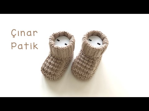 Çınar Patik / Fare Dişi Model Bebek Patiği / Kolay Patik Yapımı / Quick & Easy Baby Booties