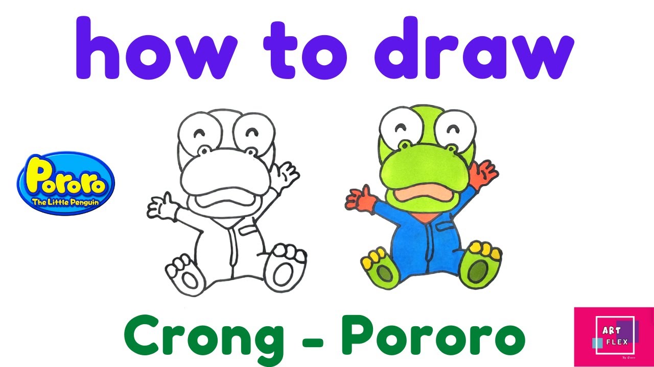 How To Draw Color Crong | Pororo 뽀로로 | Step By Step - YouTube