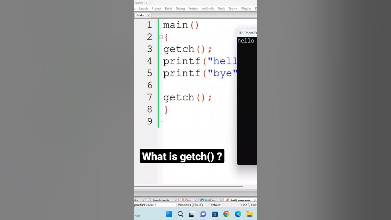 Getch Function In C Language Youtube