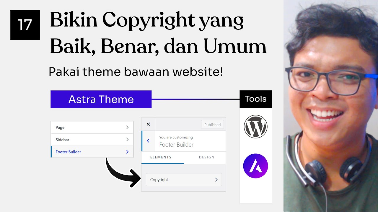 PART 17 | Membuat Footer dengan Astra Theme dengan Mudah | WordPress Tutorials - YouTube