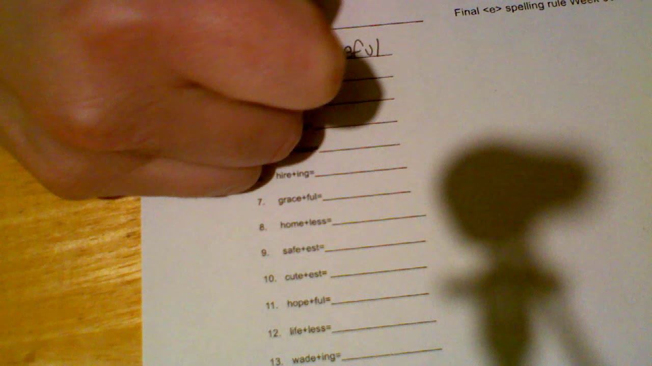 Final e spelling rule with assignments - YouTube