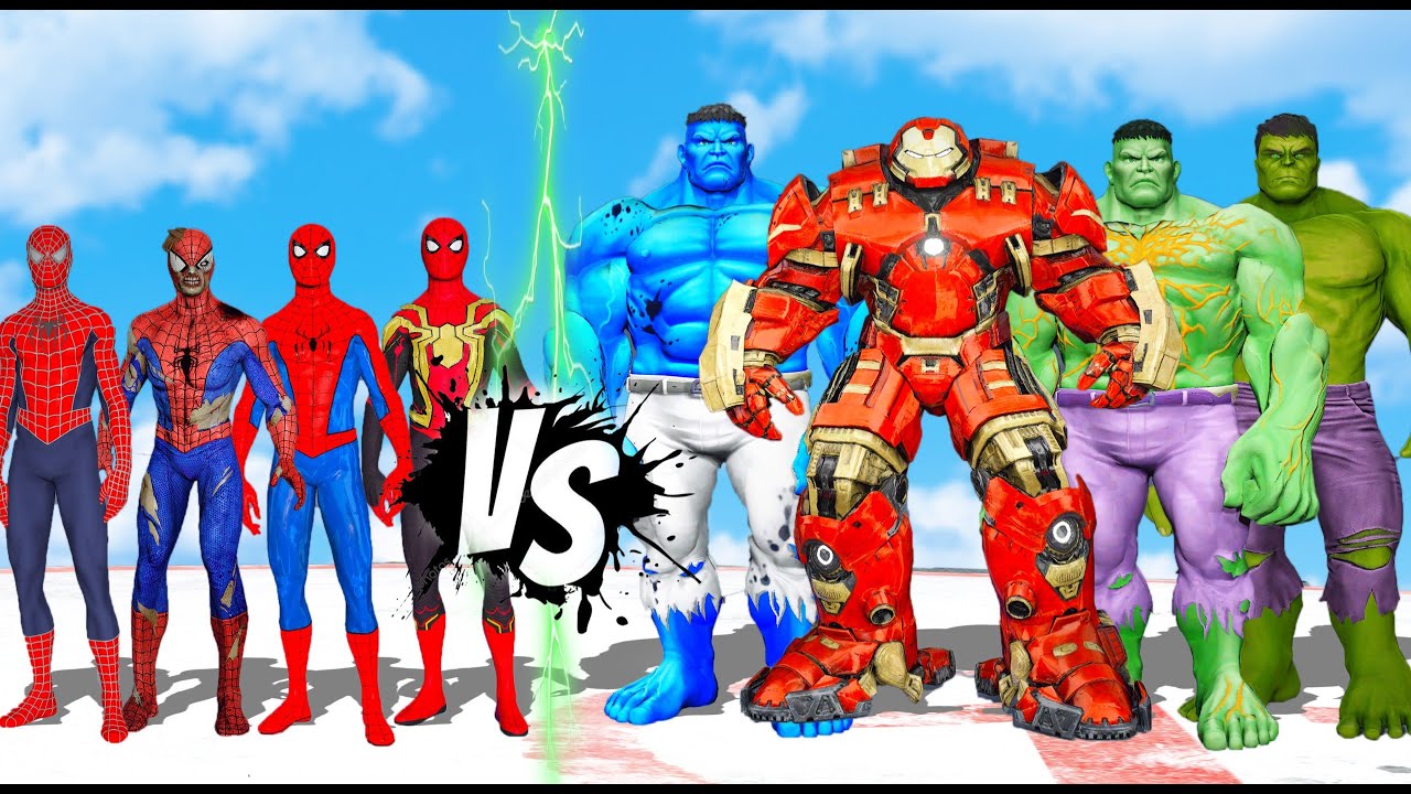 TEAM SPIDERMAN VS TEAM HULK - SUPERHEROES BATTLE - YouTube