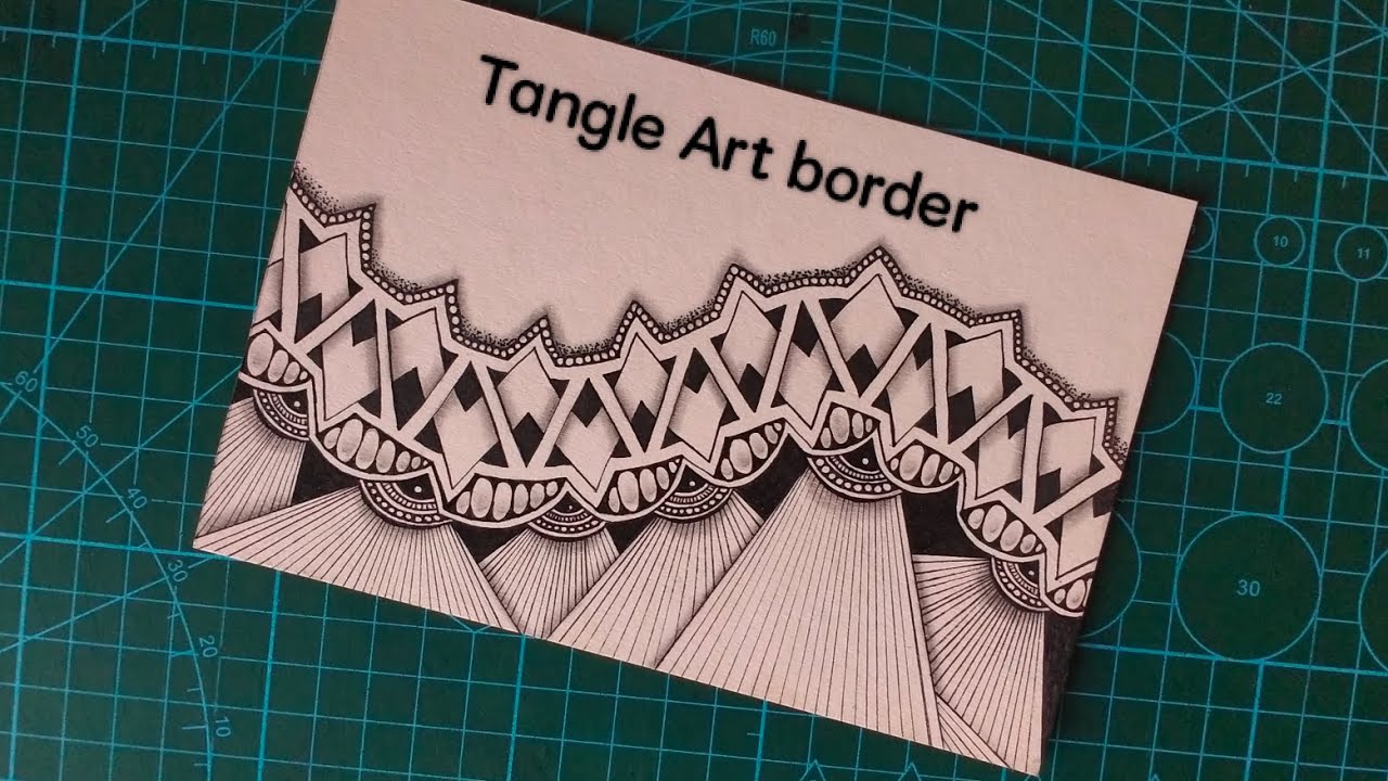 How to draw Tangle art border step by step/Zentangle art ...