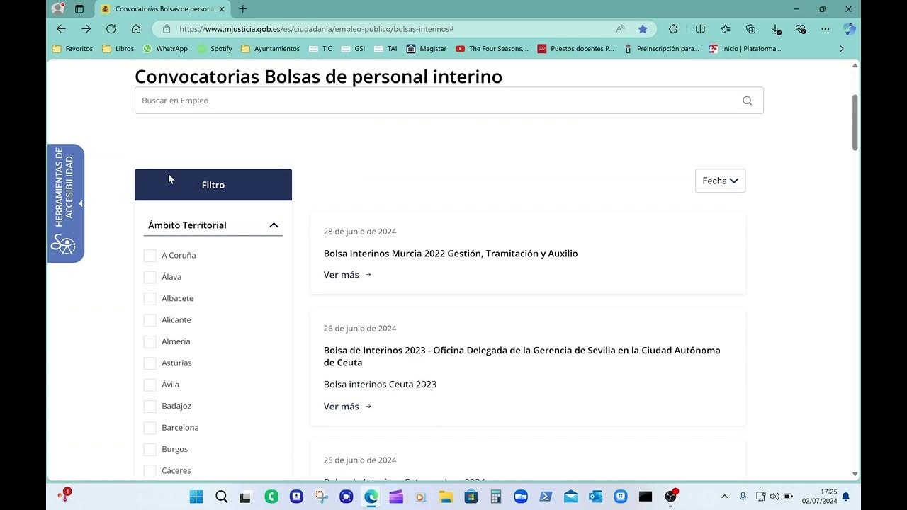 Bolsas de personal interino Página del Ministerio de Justicia Prof. Informático Eduardo Rojo ...