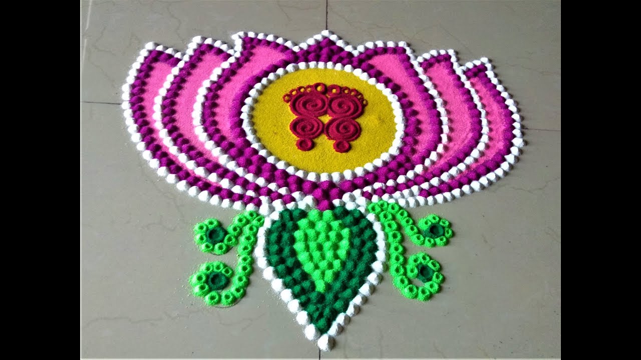 Mahalaxmi pooja Rangoli Designs|Lotus,Laxmi Paul Rangoli|Diwali Rangoli ...