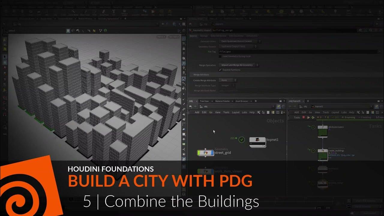 Houdini Foundations: PDG 5 | Combine the Buildings - YouTube