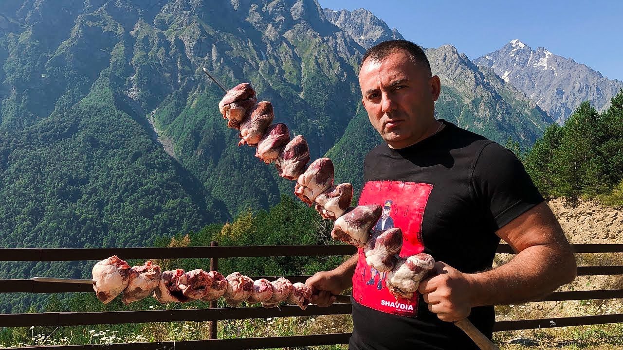 Outdoors cooking with family - Heart Skewers | GEORGY KAVKAZ - YouTube