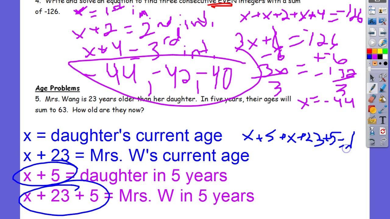 Consecutive Integer and Age Notes - YouTube