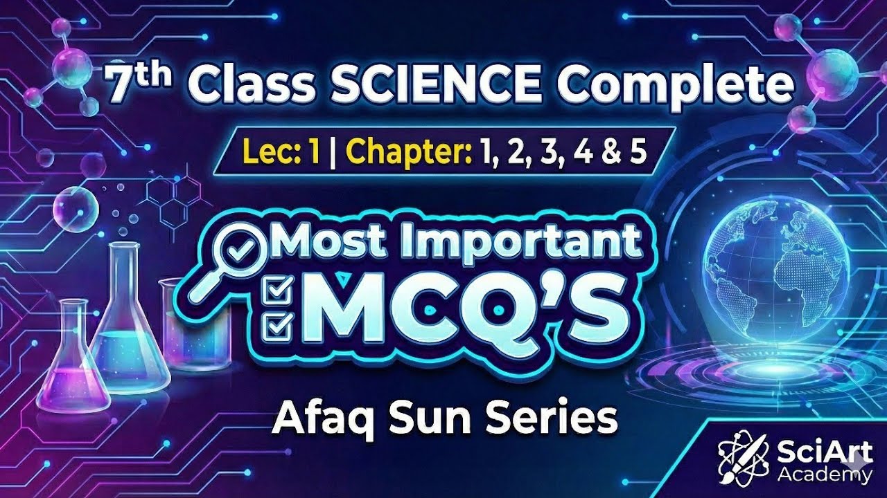 Lec: 1|7th Class Science|Chapter: 1, 2, 3, 4& 5| Most Important MCQ'S ...