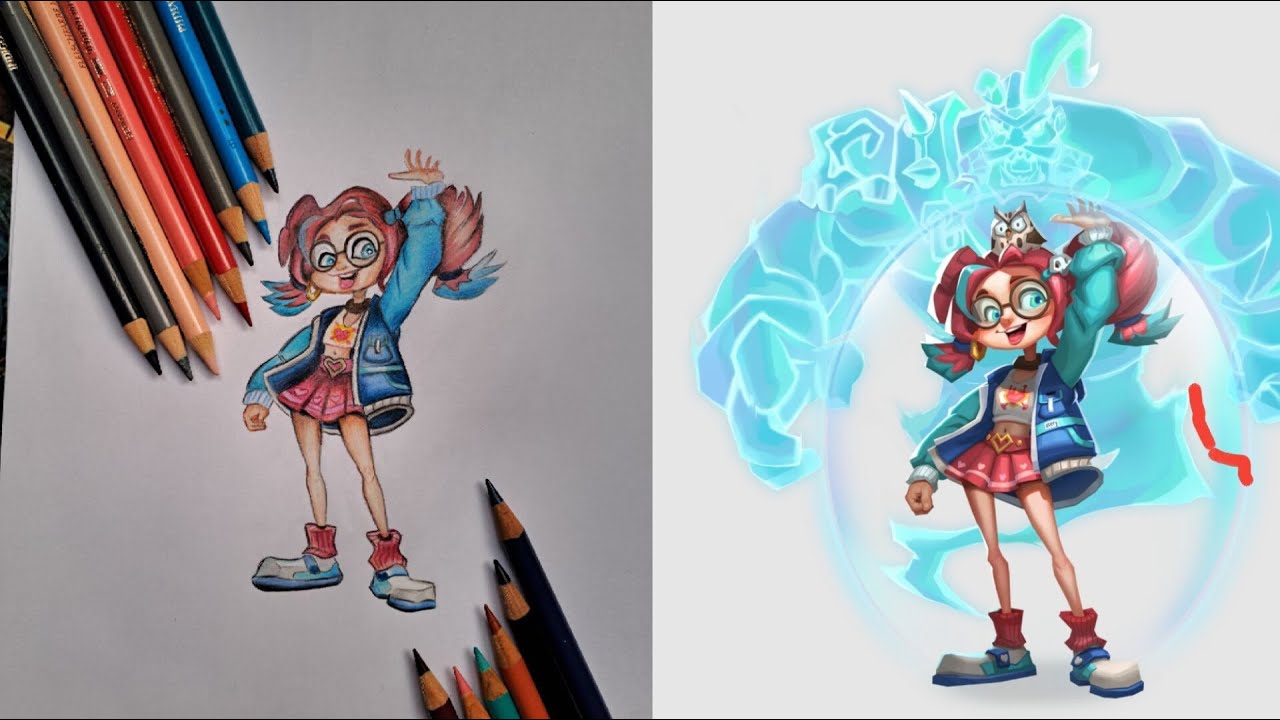 Drawing a cartoon character with colored pencils : Colored pencil ...