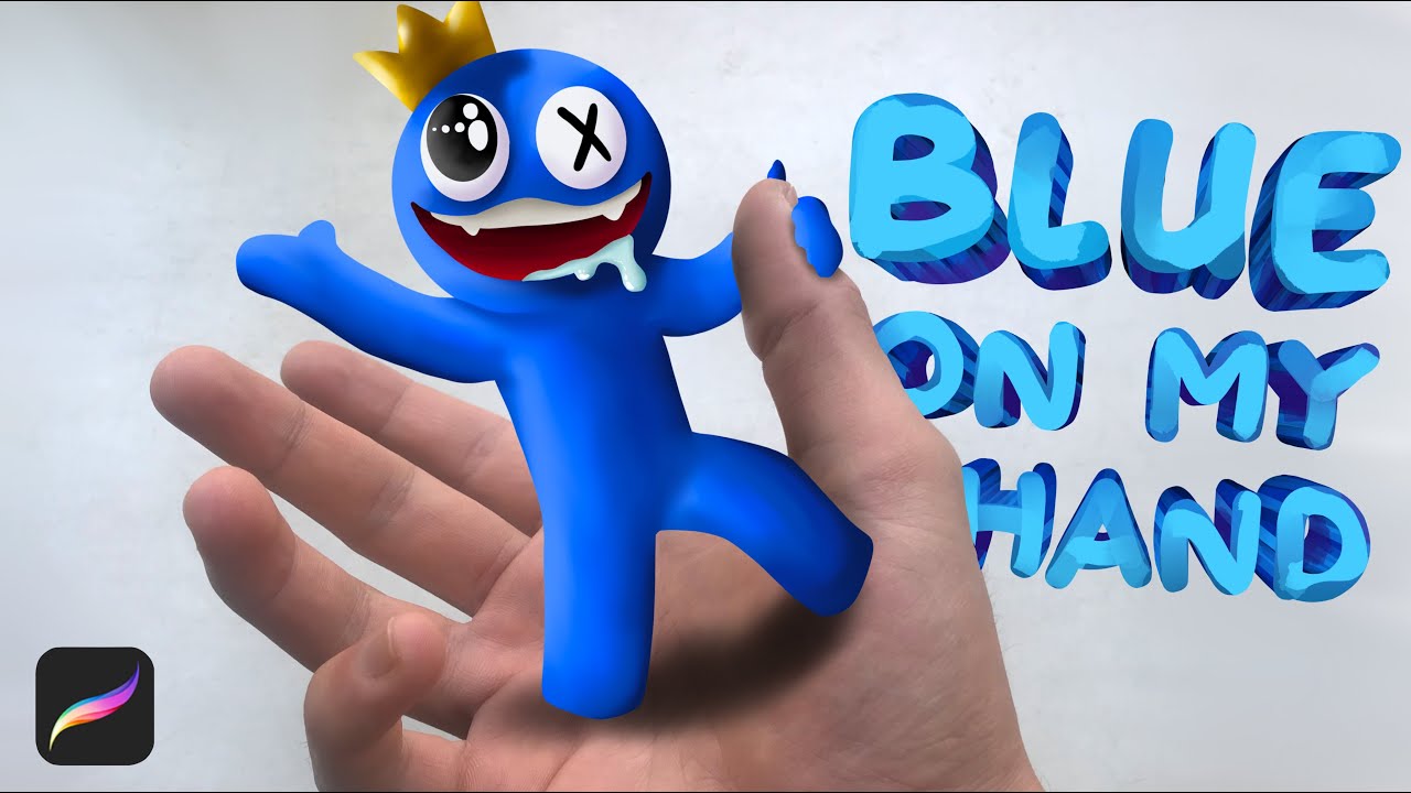 RAINBOW Friends on my Hands | BLUE Drawing (ROBLOX) - YouTube
