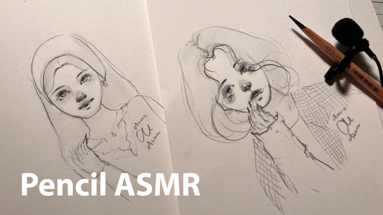사각사각 연필ASMR | 얼굴 그리는 과정 | 일상 수다 조금 | Drawing girls: ASMR with Real ...