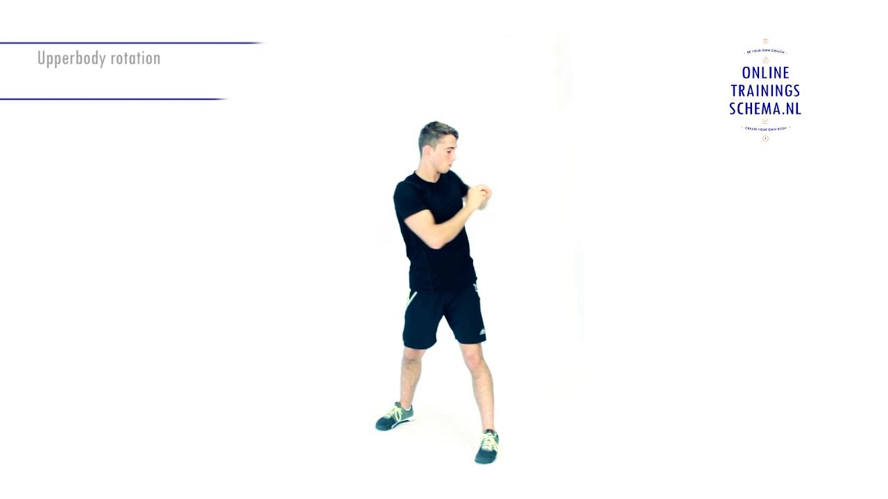 Standing upper body rotation - Onlinetrainingsschema.nl - YouTube