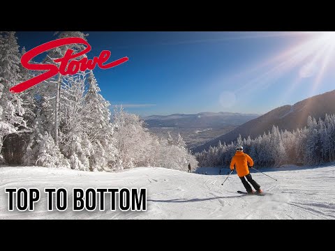 Skiing Stowe, VT, Mansfield Gondola - Top to Bottom