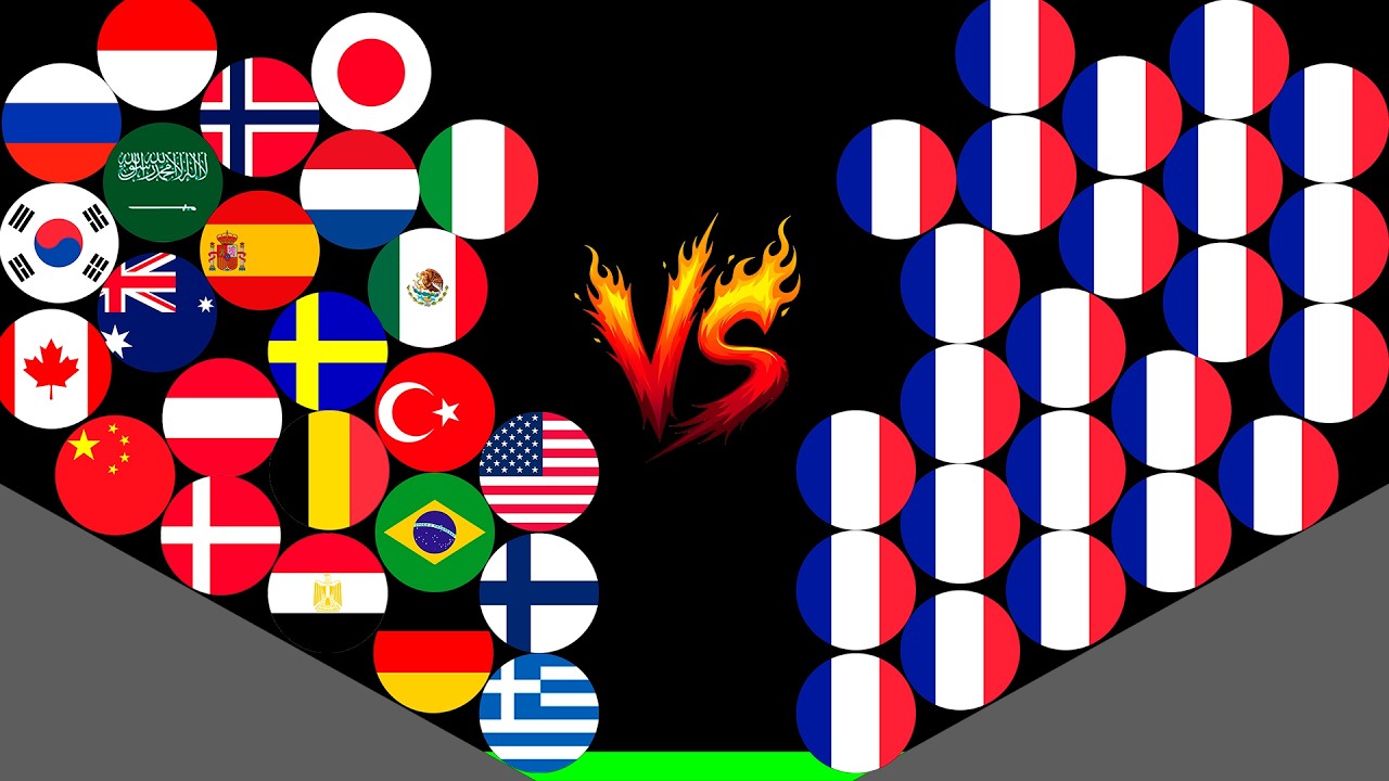 TOP 25 COUNTRIES VS 25 FRANCE! Countryballs Marbles In Algodoo! Marble ...