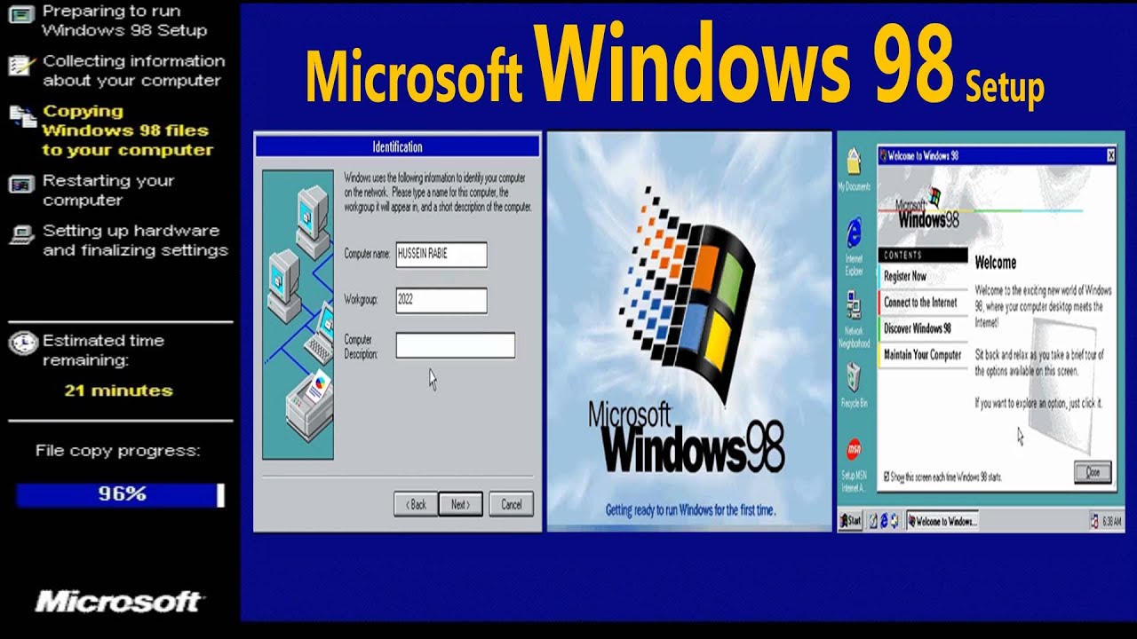 Microsoft Windows 98 Setup - YouTube