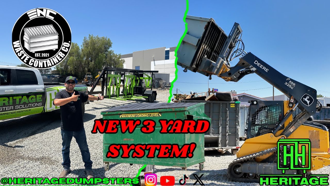 NEW 3-Yard Dumpster System! Custom ENC Trailer + John Deere 325G ...