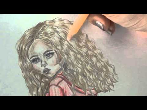 how to draw and color blonde hair tutorial with colored pencils - YouTube
