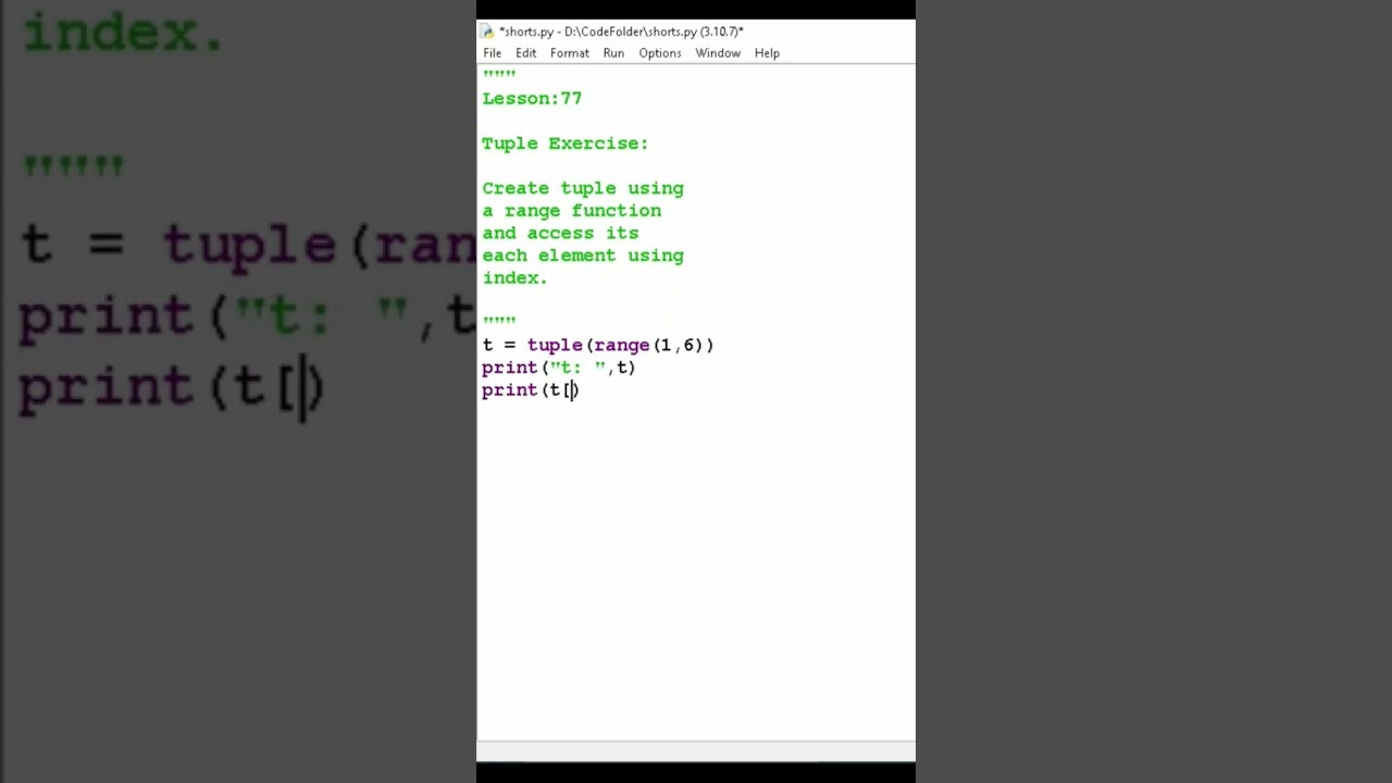 How To Access Tuple Elements Using Index shorts python coding How To Access Tuple Elements Using Index shorts python coding