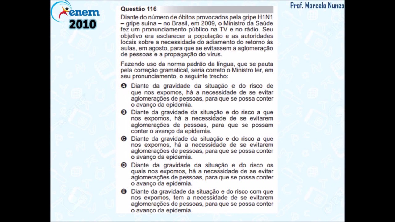 Enem 2010 PPL: gramática (norma padrão - correção gramatical). - YouTube