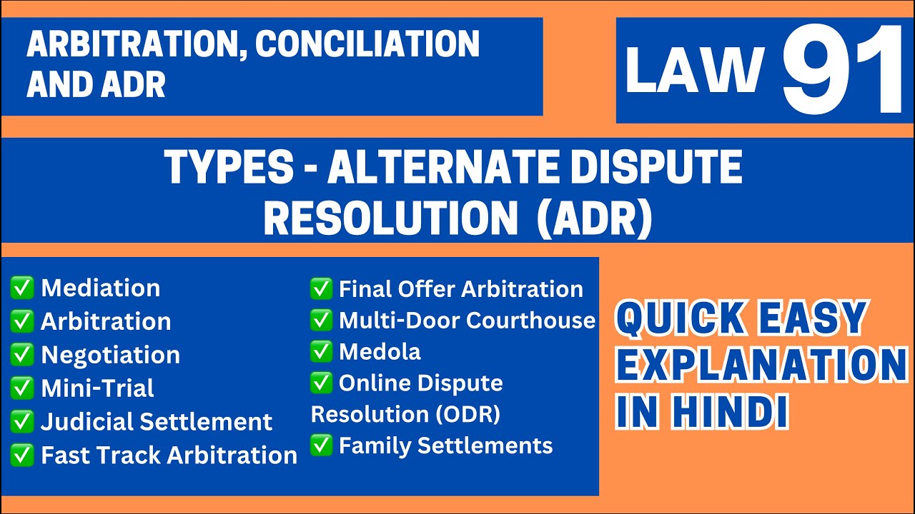 Types of ADR Systems | Mediation, Arbitration, ODR, Family Settlements ...