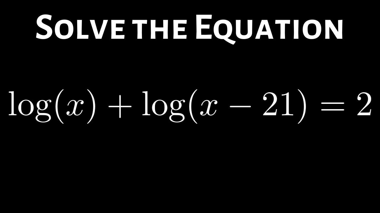 Solving An Equation With Two Logarithms Example 2 YouTube