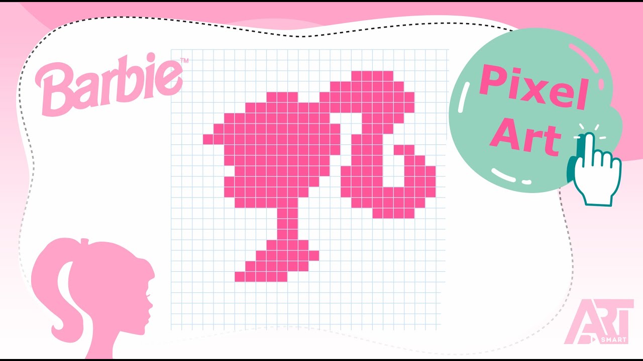 Pixel Art: How to draw a Logo Barbie Doll || Logo | Step By Step - YouTube