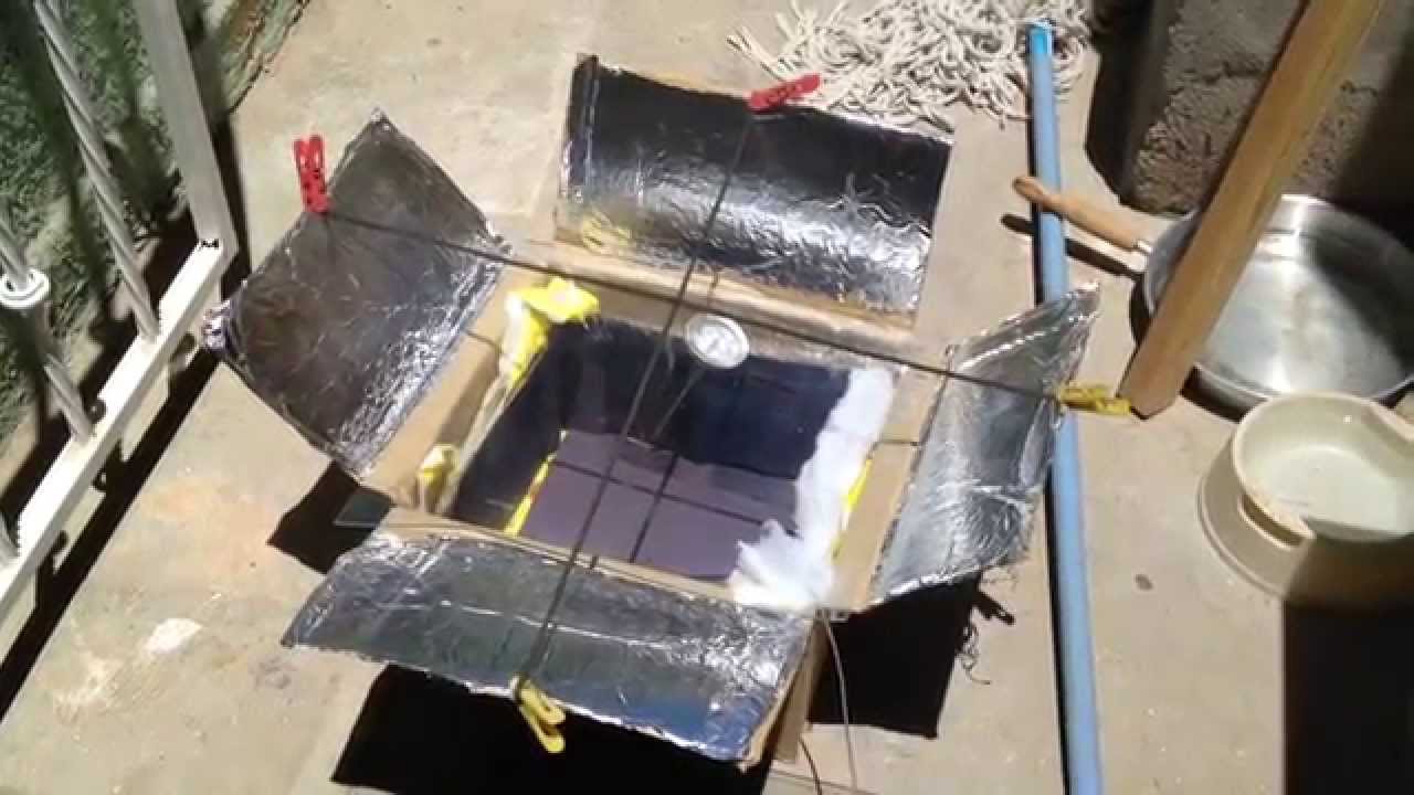 solar box cooker 1, cardboard - YouTube
