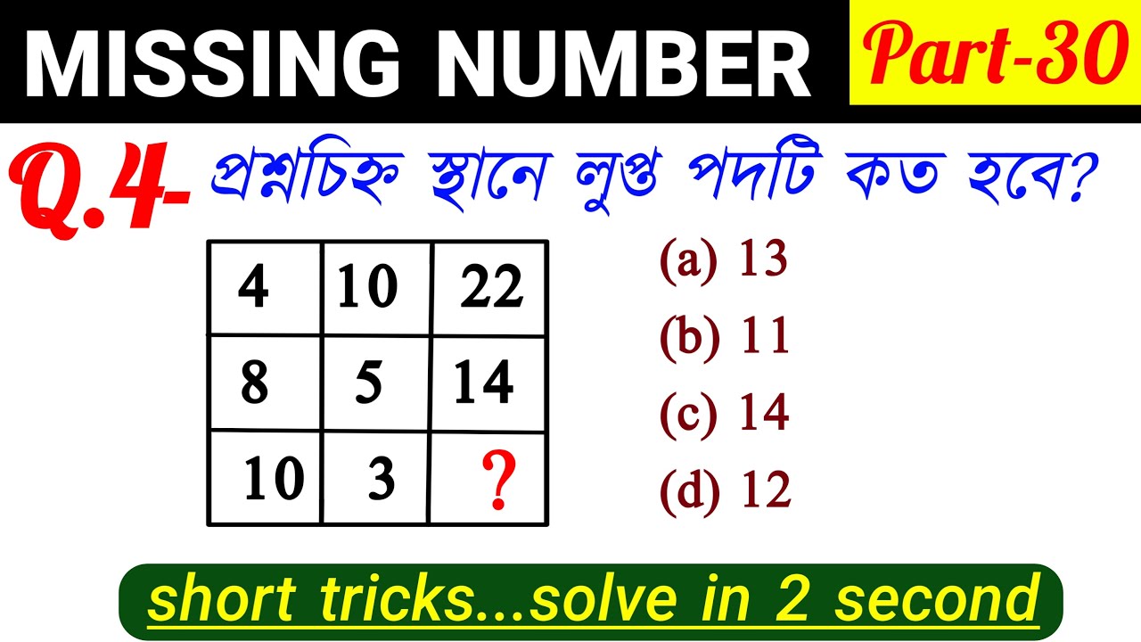 Missing Number Reasoning Tricks In Bengali For SSC GROUPD All Exams missing-number-reasoning-tricks-in-bengali-for-ssc-groupd-all-exams