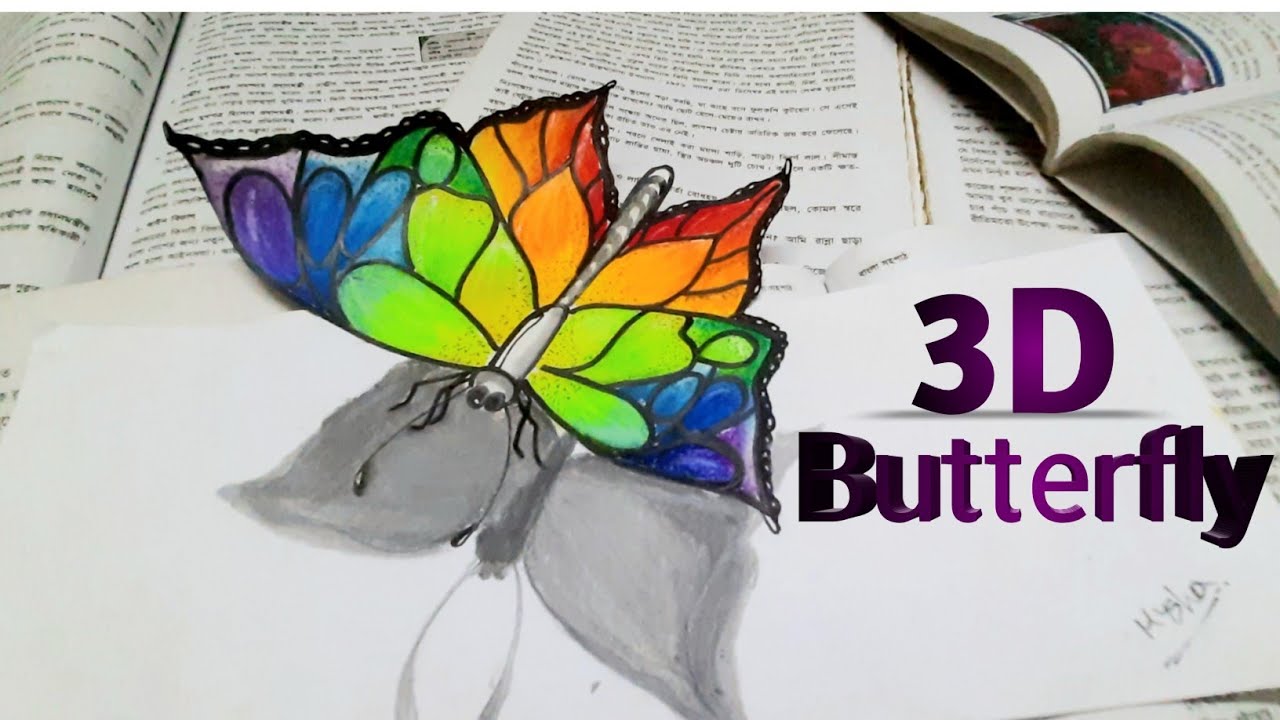 Butterfly Drawing || 3D Butterfly!!!Draw unique live butterfly ...