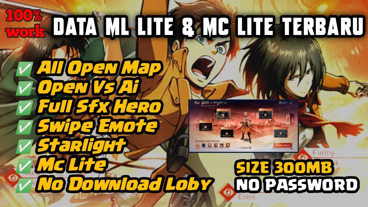 NEW UPDATE DATA ML LITE 300MB FULL EVENT AOT | ML LITE - YouTube