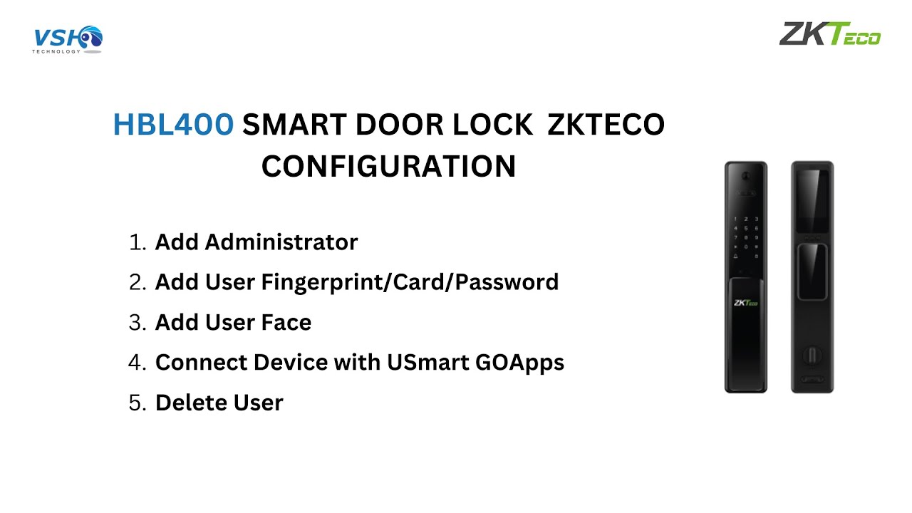 ZKTECO HBL400 SMART DOOR LOCK ZKTECO CONFIGURATION - USMART GO - YouTube