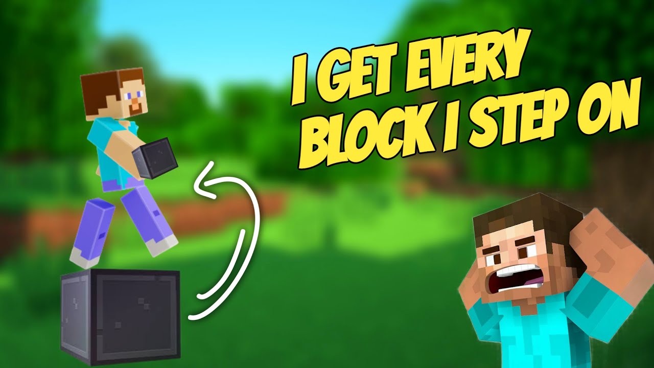 Minecraft but, i get every block i step on... - YouTube