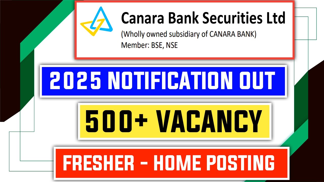 📢 Canara Bank Securities Ltd 2025 Notification OUT! 📊 - YouTube