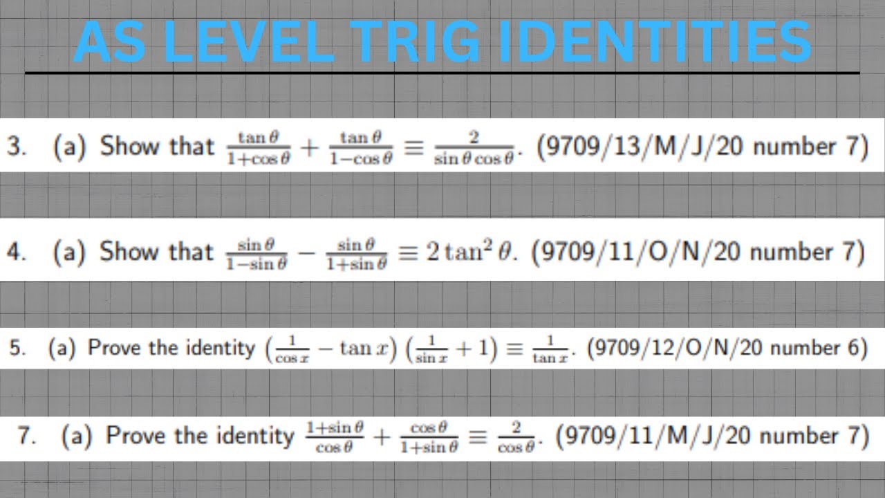 Trig Identities - AS Topical Questions - YouTube