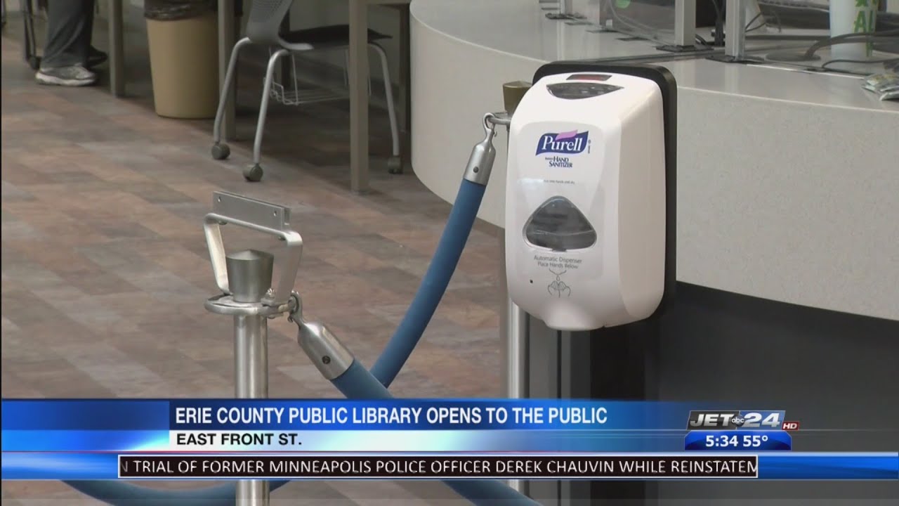 Erie County Library reopens to the public - YouTube