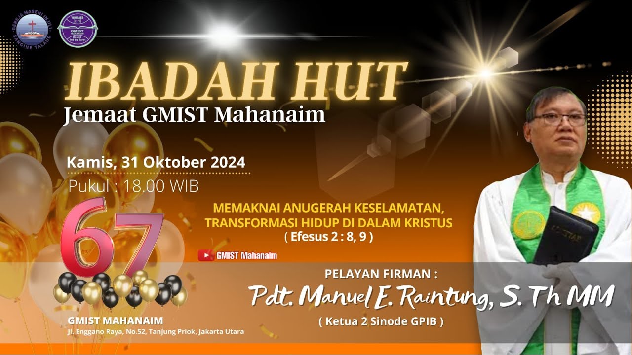 IBADAH HUT JEMAAT GMIST MAHANAIM 31 OKTOBER 2024 - YouTube