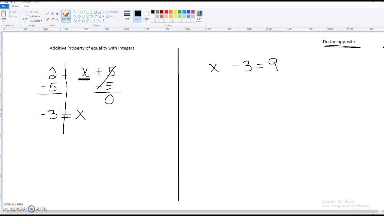 Additive Property Of Equality With Integers YouTube Additive Property Of Equality With Integers YouTube