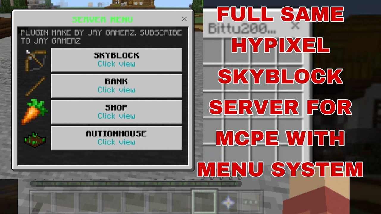 Full Same Hypixel Skyblock Server For Mcpe With Menu System - YouTube