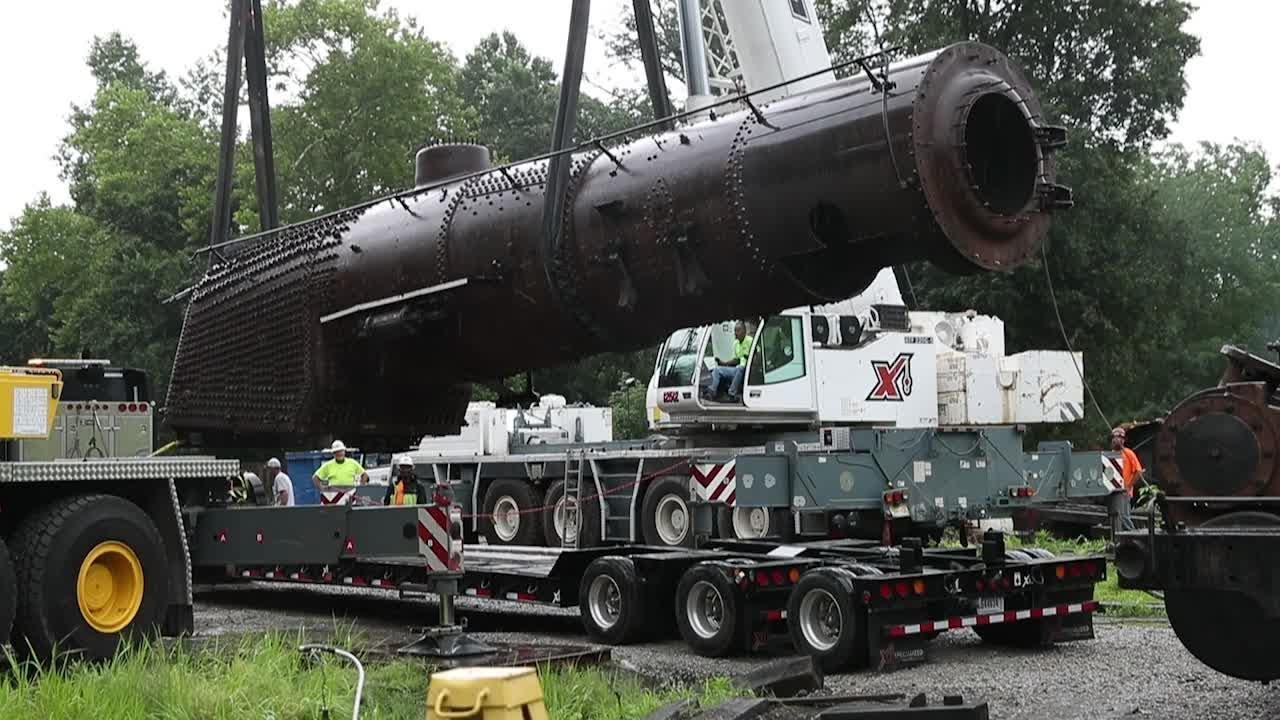 Watch a 35-ton steam engine boiler leave the Indiana Transportation ...