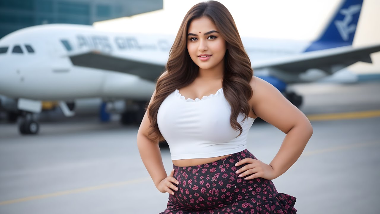 [4K] Indian Plus Size AI Art Lookbook Model at Mumbai Airport [1💖 ...