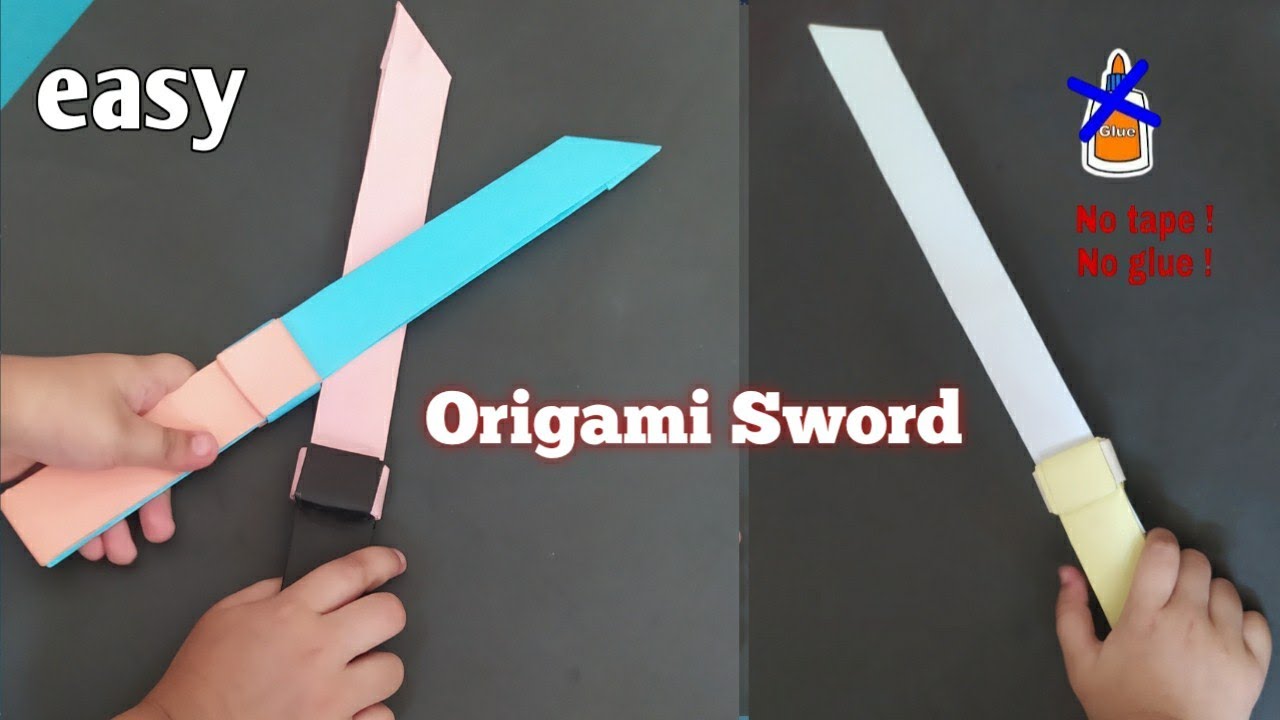 Paper sword|How to make sword with paper|Origami knife|No glue paper ...