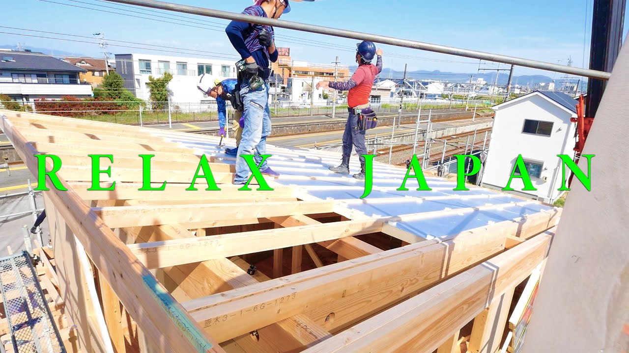 【Japanese Architecture】Time Lapse/Setting up the framework of a house ...