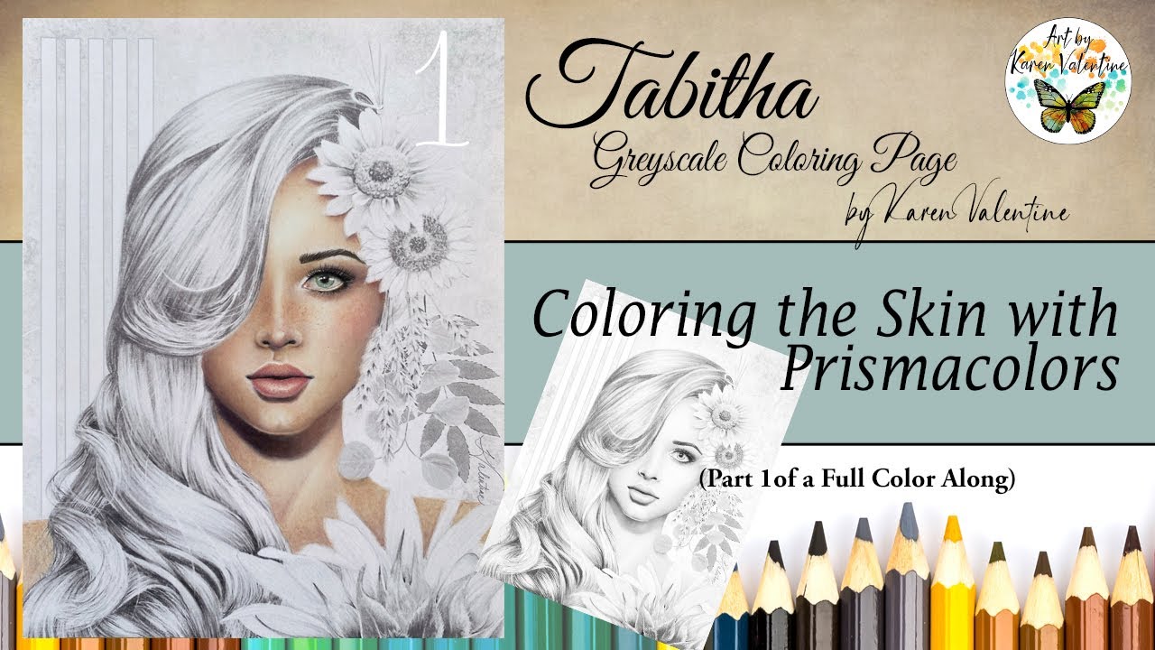 Tabitha Greyscale Coloring Page (Part 1) Coloring Skin with ...