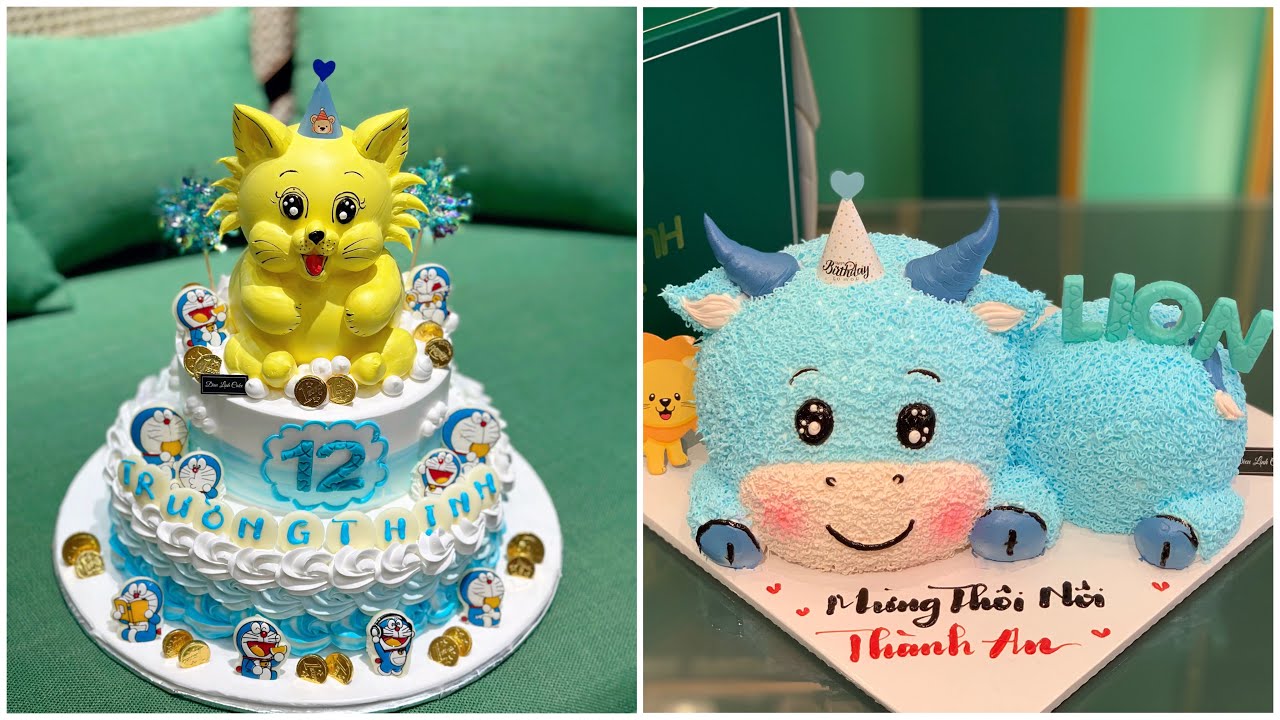 Làm bánh kem Mèo 3D và Trâu 3D - Making 3D Cat and 3D Buffalo Cake ...
