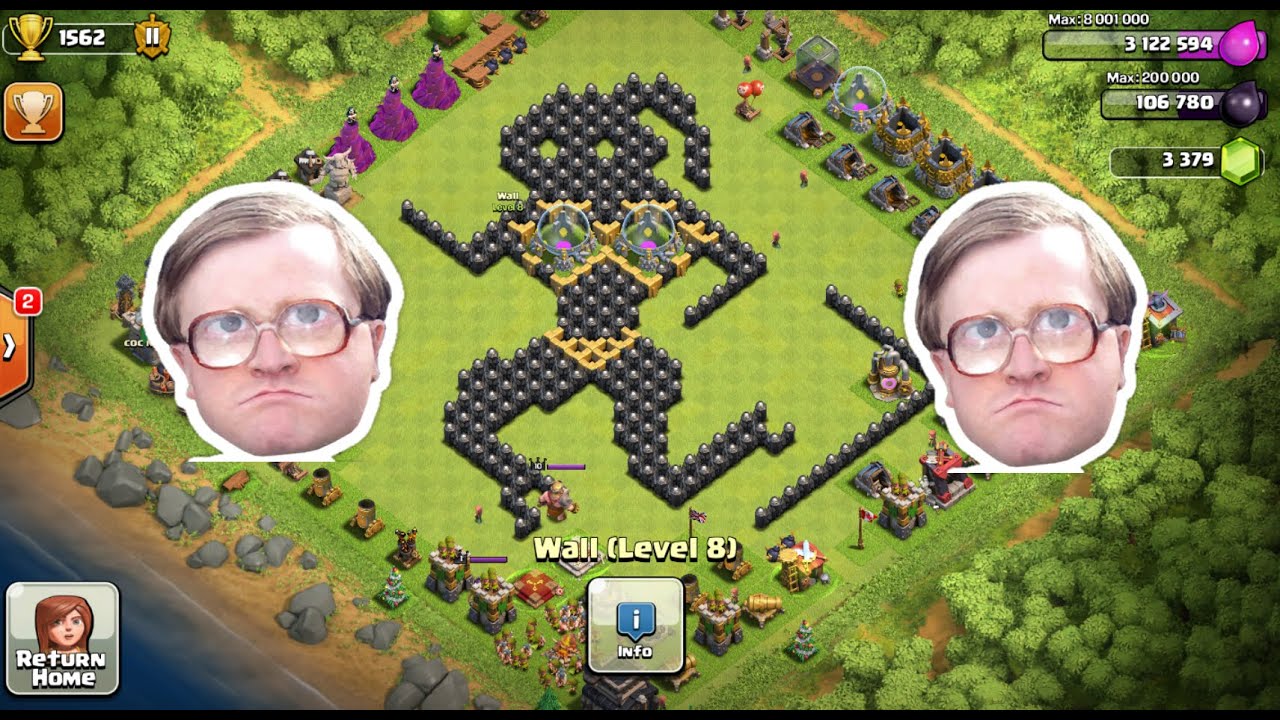 CLASH OF CLANS - WORST TRY HARD BASE DESIGN EVER!!!!! - YouTube