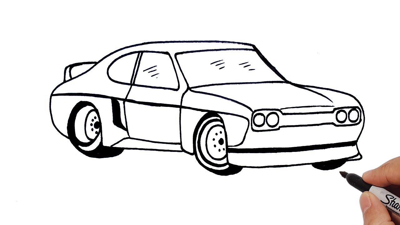 How To Draw Ford Car Step By Step || Learn To Draw Ford Capri RS3100 In ...