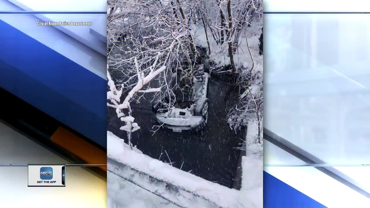 Ripon police officer saves driver from crash in frigid waters - YouTube
